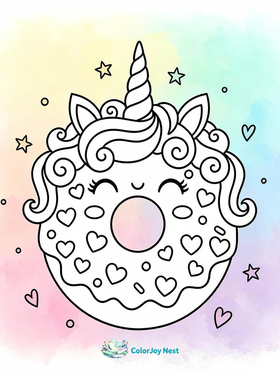 Unicorn Donut Coloring Pages - Colorjoy Nest